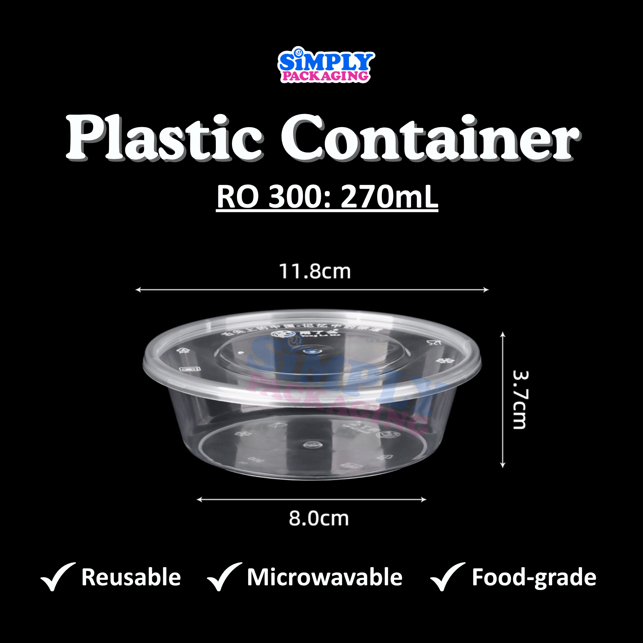 [50PCS] ROUND Microwavable Plastic Container for Food Storage – Package ...