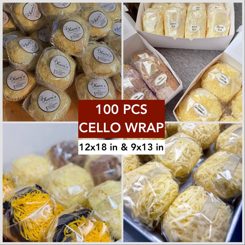 [100PCS] Cello Wrap | For Banana Bread, Ensaymada, Cheese Roll, Mamon ...