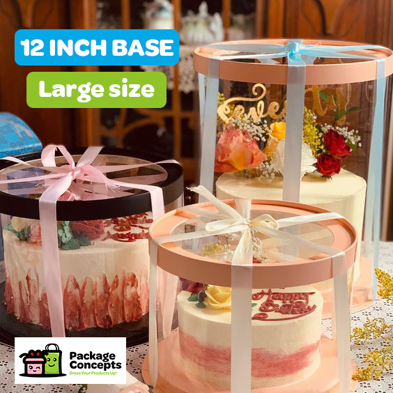 [ROUND] Acetate Cake Box 12 inch Base (Large) – Package Concepts Manila