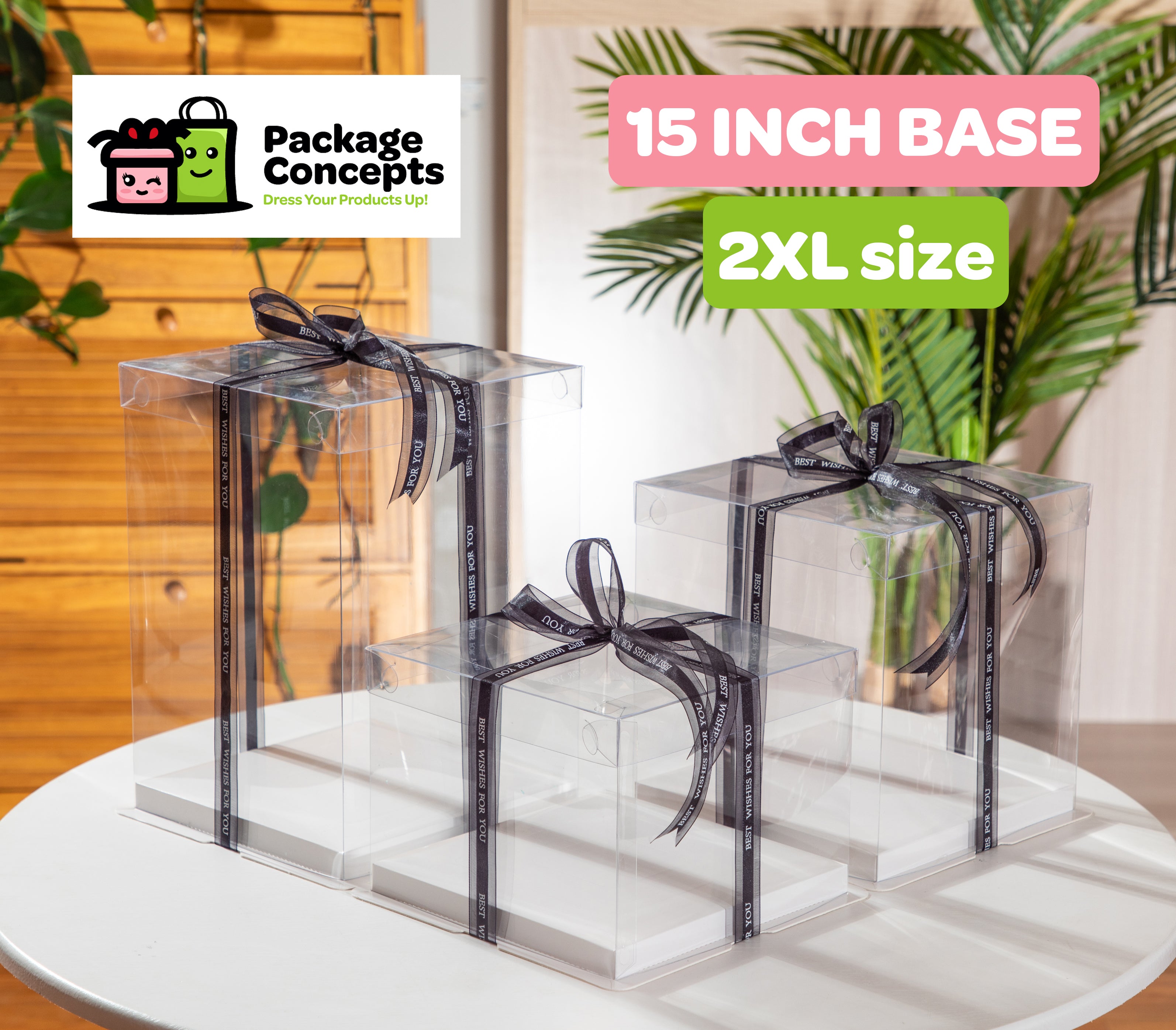 [SQUARE] Acetate Cake Box 15 inch Base (2XL) – Package Concepts Manila
