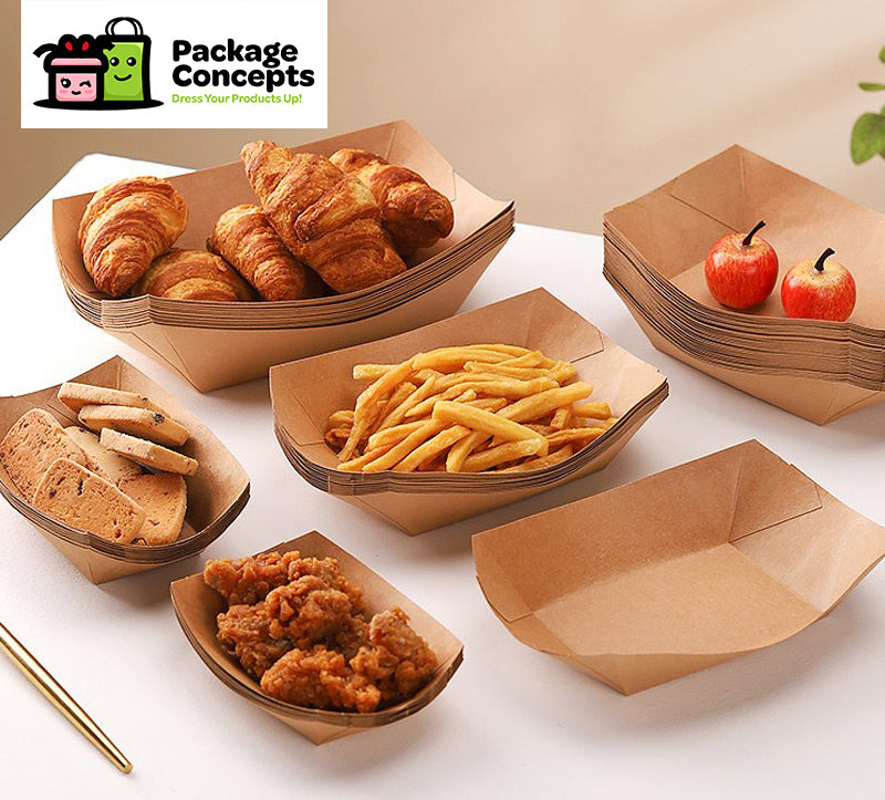 [50 PCS] Kraft Boat Snack Tray – Package Concepts Manila